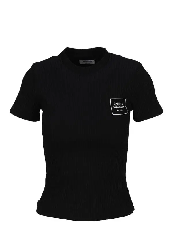 Opening Ceremony Ribbed Stretch Cotton T-shirt - Black