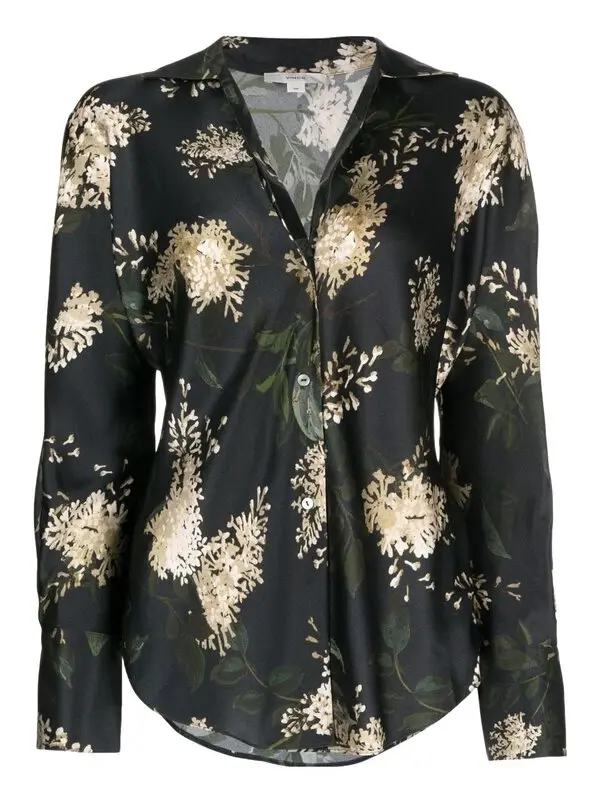 Vince Floral Print Silk Shirt - No