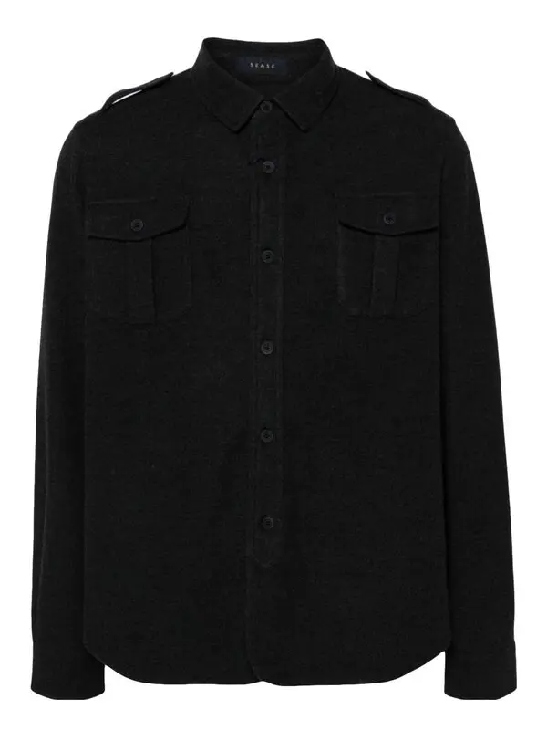 Sease Flannel Overshirt - Charcoal-grey