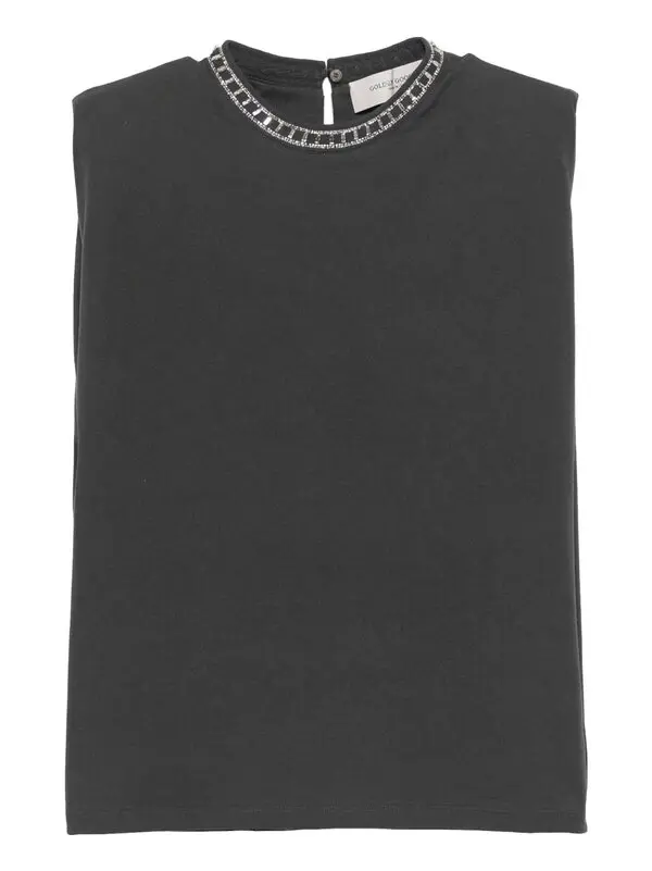 GOLDEN GOOSE Embellished Neck Sleeveless Top - Black
