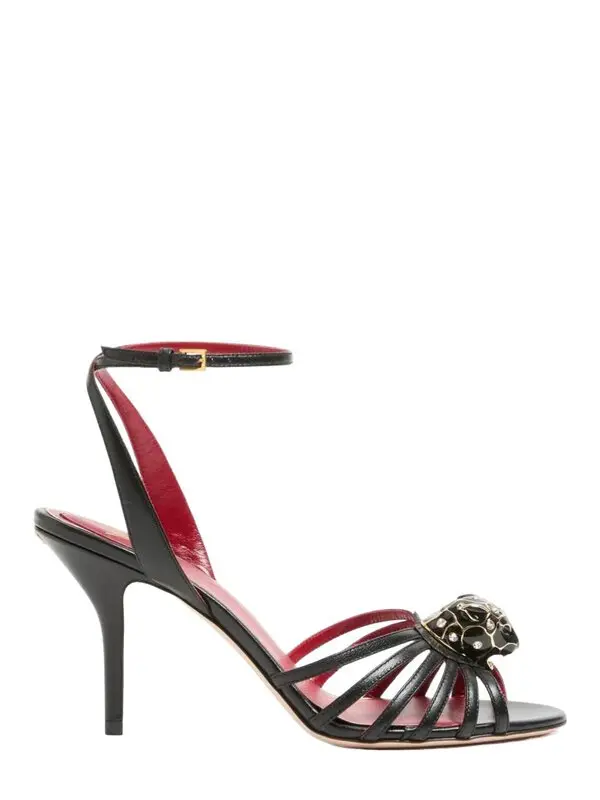 Valentino Garavani Open Toe High Heel Sandals With Buckle Ankle Strap - Black