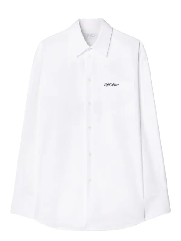 Off-White Logo Embroidered Long-sleeved Shirt - White