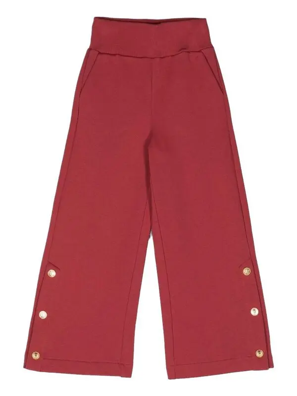 Balmain Decorative Button Wide-leg Cotton Trousers - Red