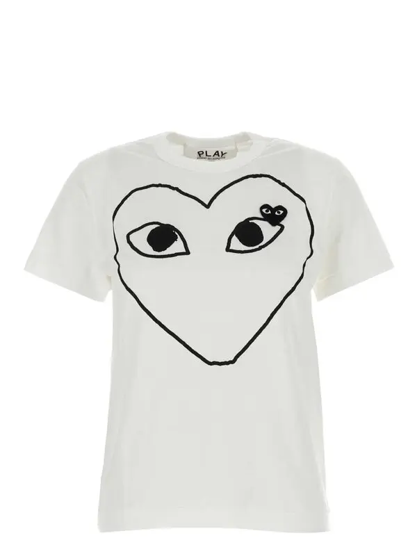 Play Comme Des Garcon Heart Print Crewneck T-shirt - White