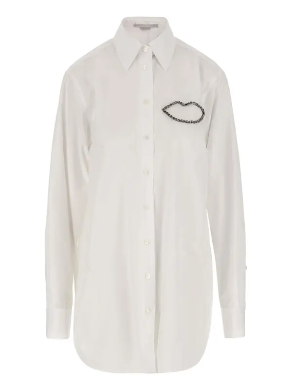 Stella McCartney Embellished Shirt With Curved Hem - White