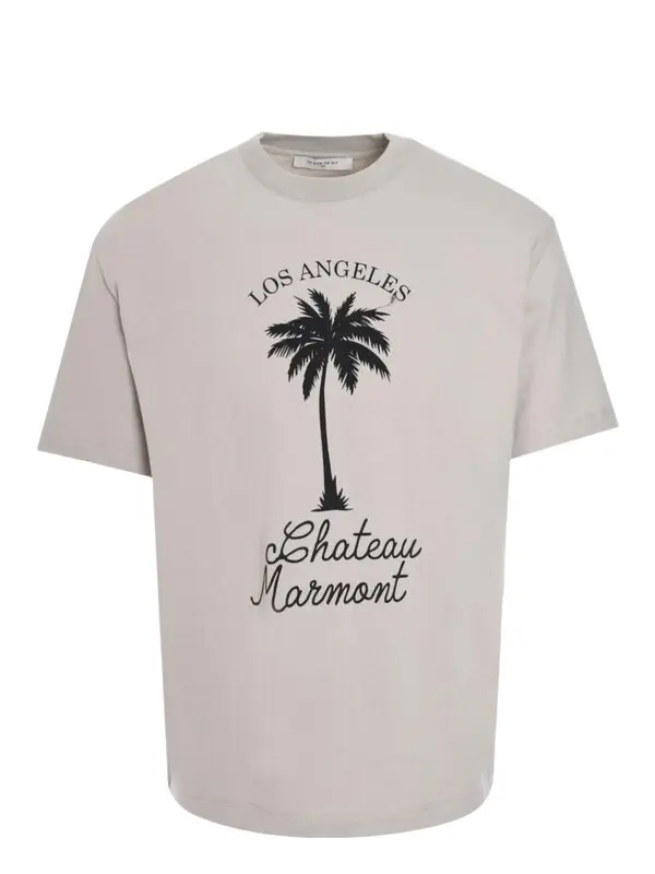 IH NOM UH NIT Palm-print Cotton T-shirt - Light Gray