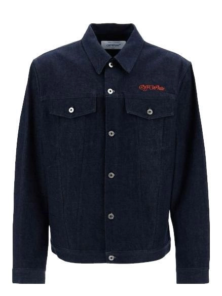 Off-White Logo Embroidered Denim Jacket - Black