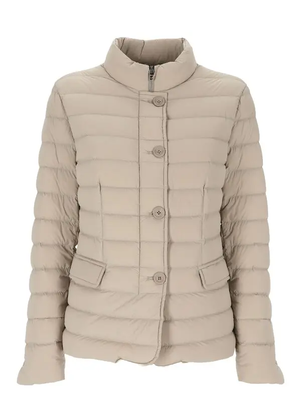 Herno Quilted Puffer Jacket With Stand Collar - Light Beige