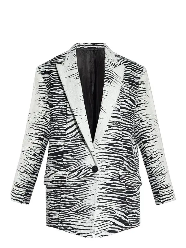 Attico Zebra Print Single-breasted Blazer - White