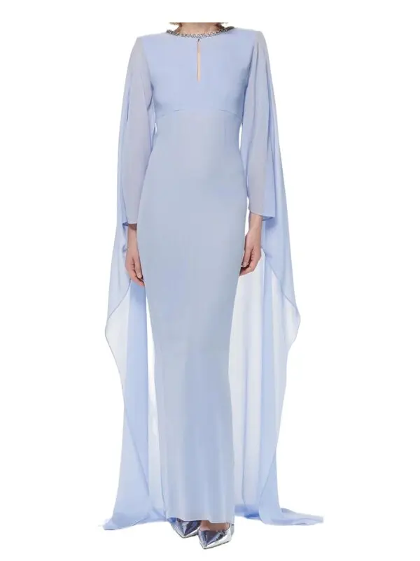 Roland Mouret Chiffon Gown Dress - Light Blue