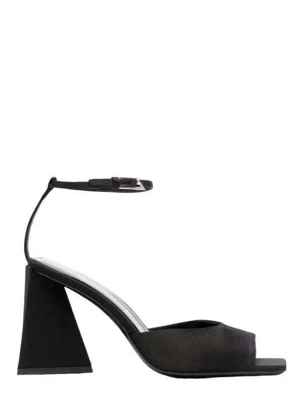 Attico Piper Square Toe Satin Sandals - Black