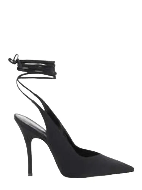 Attico Black Satin Slingback Ankle Strap Pumps - Nude