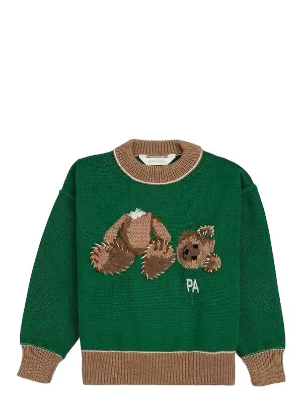 Palm Angels Teddy Bear Print Crewneck Jumper - Green
