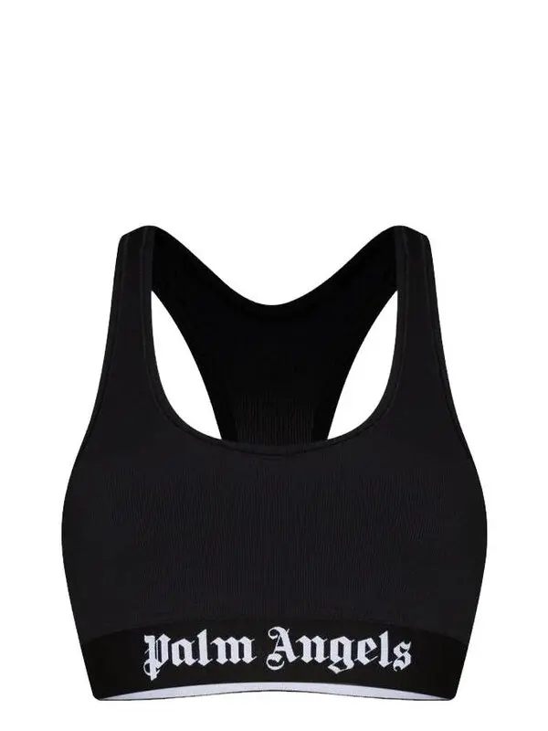 Palm Angels Logo-underband Scoop-neck Bra - Black