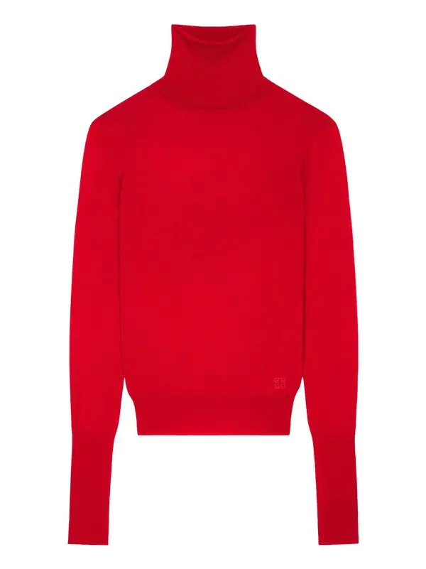 Givenchy High-neck Open-back Fine Knit Sweater - Scarlet