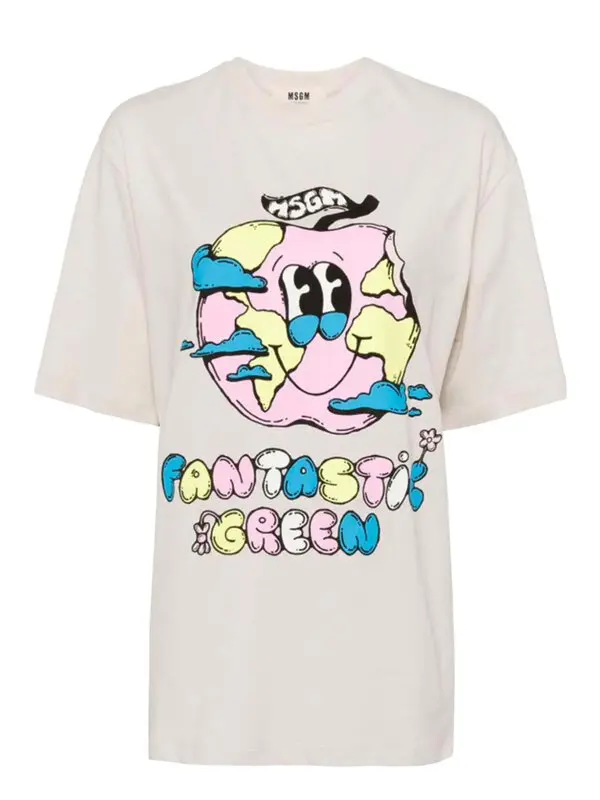 MSGM Graphic Print T-shirt - Ice Gray