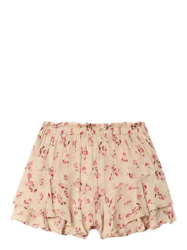 Isabel Marant Étoile Floral Ruffled Tiered Shorts - Light Brown