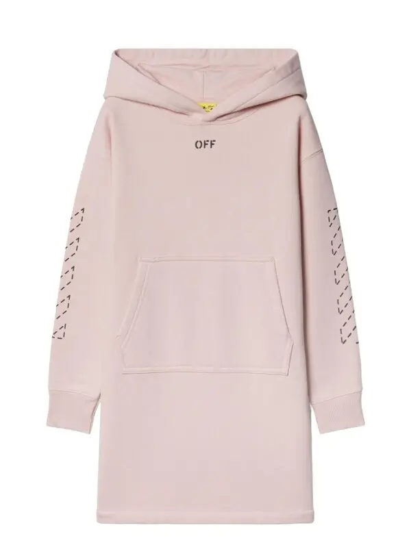 Off-White Arrow Stitched Cotton Hoodie Dress - Pale Pink