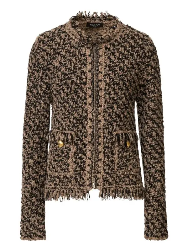 Fabiana Filippi Fringed Tweed Jacket - Black