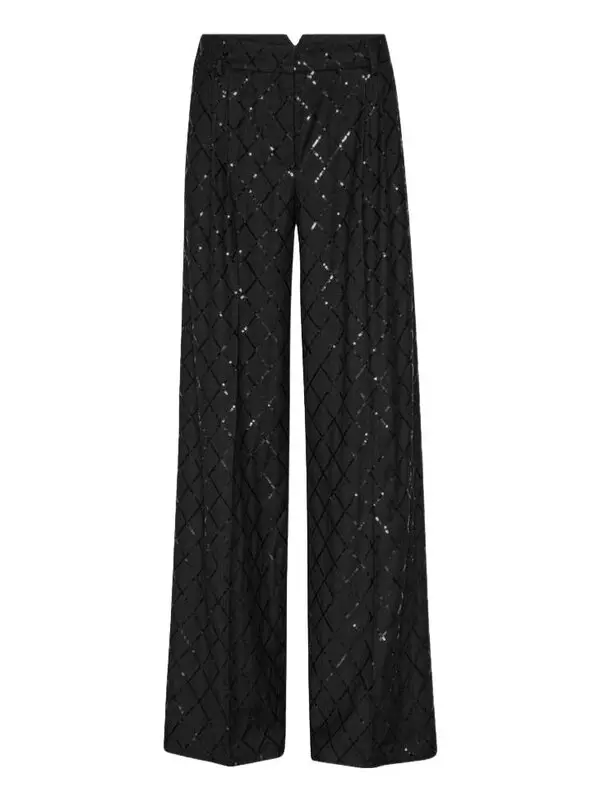 ROTATE BY BIRGER CHRISTENSEN Wide Leg Sequin Pants - Black
