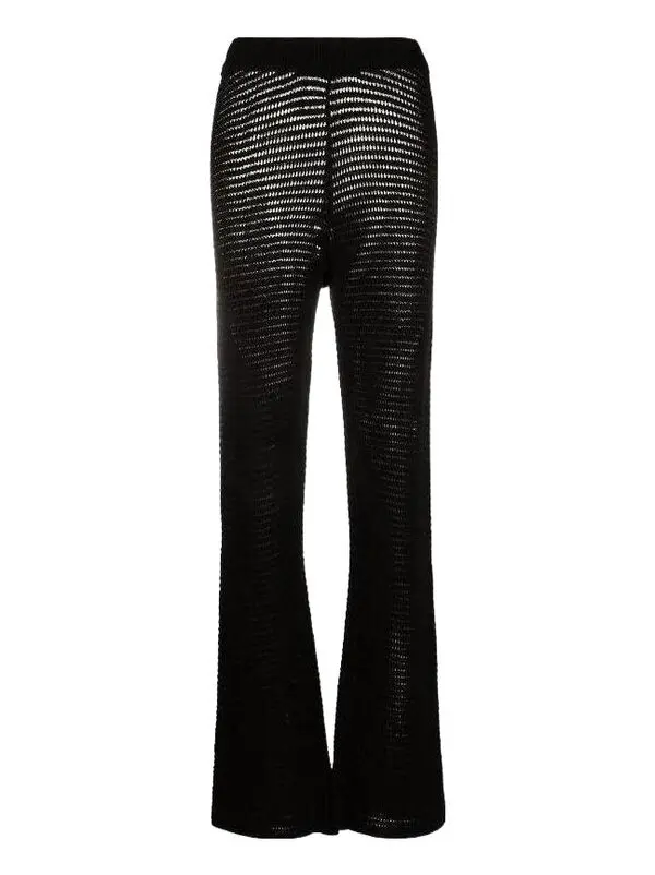 Nanushka Bazia Crochet-knit Slim Trousers - Black