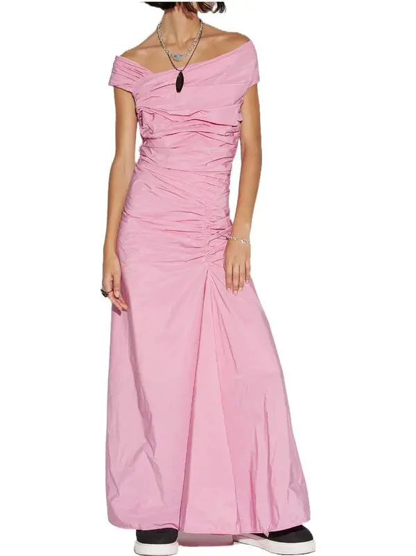Dsquared2 Ruched Off-shoulder Maxi Dress - Pink