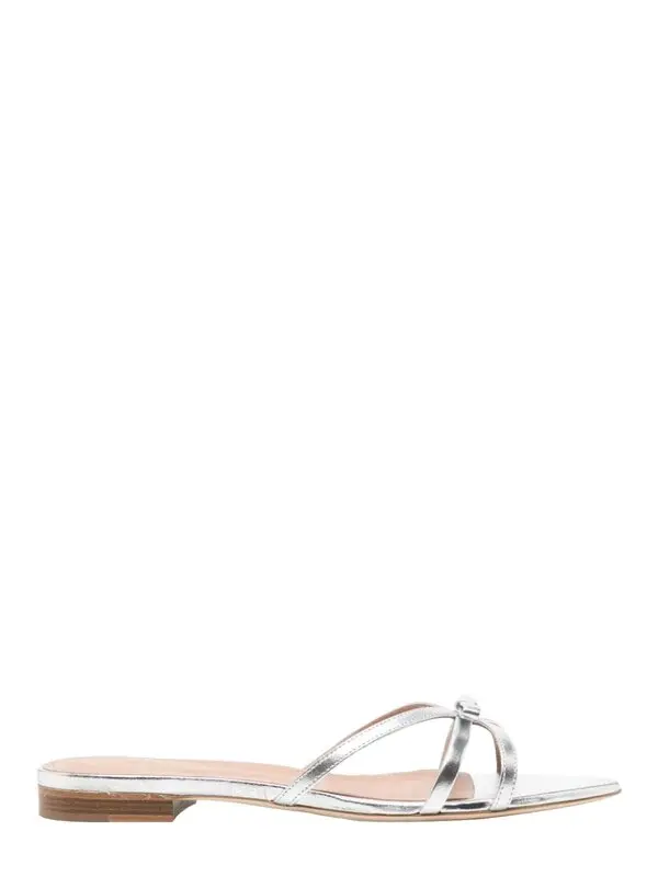 MALONE SOULIERS Bow Detail Pointed Toe Flat Slippers - Silver