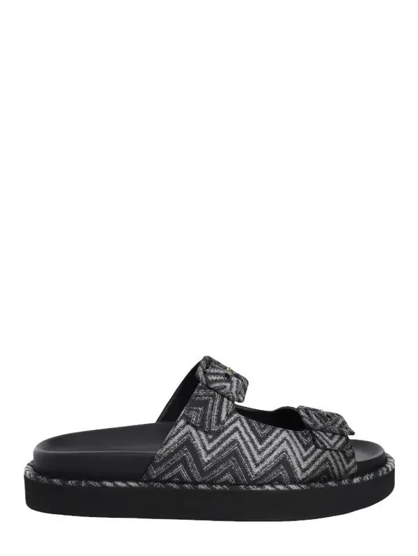 Missoni Zigzag Woven Flat Sandals - Black