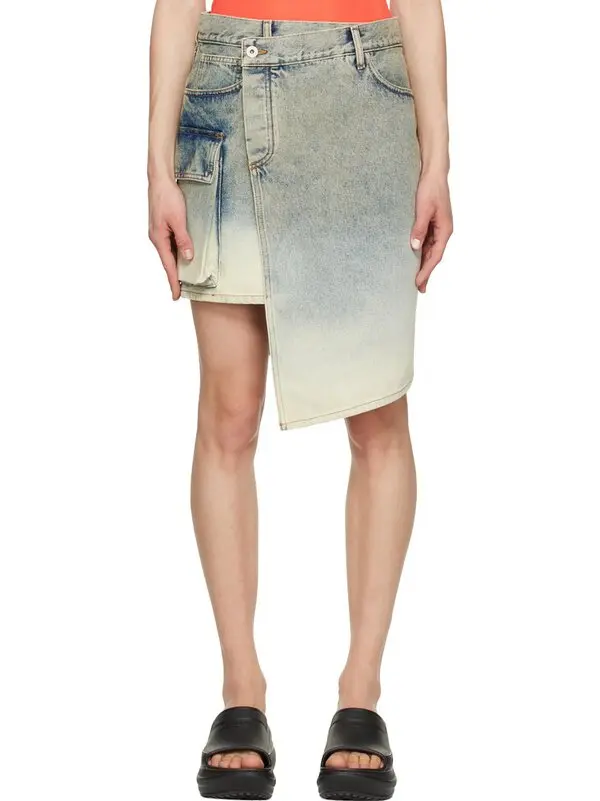 Off-White Asymmetrical Logo Denim Skirt - Multicolor