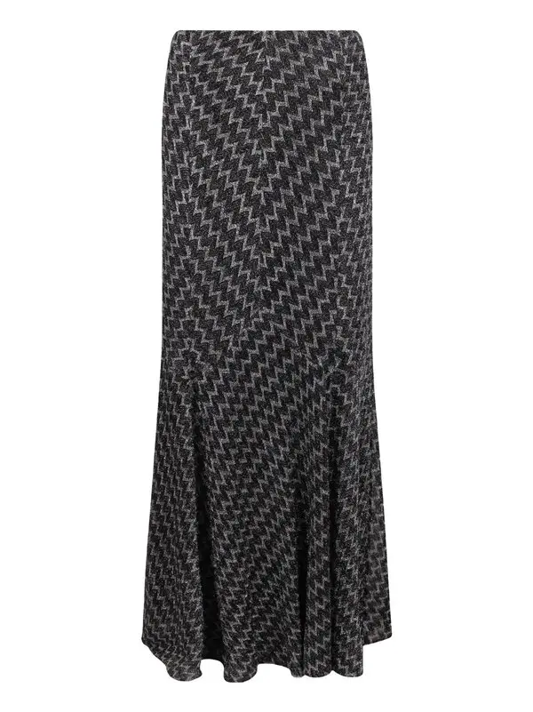 Missoni Zig Zag Lame Flared Long Skirt - Black