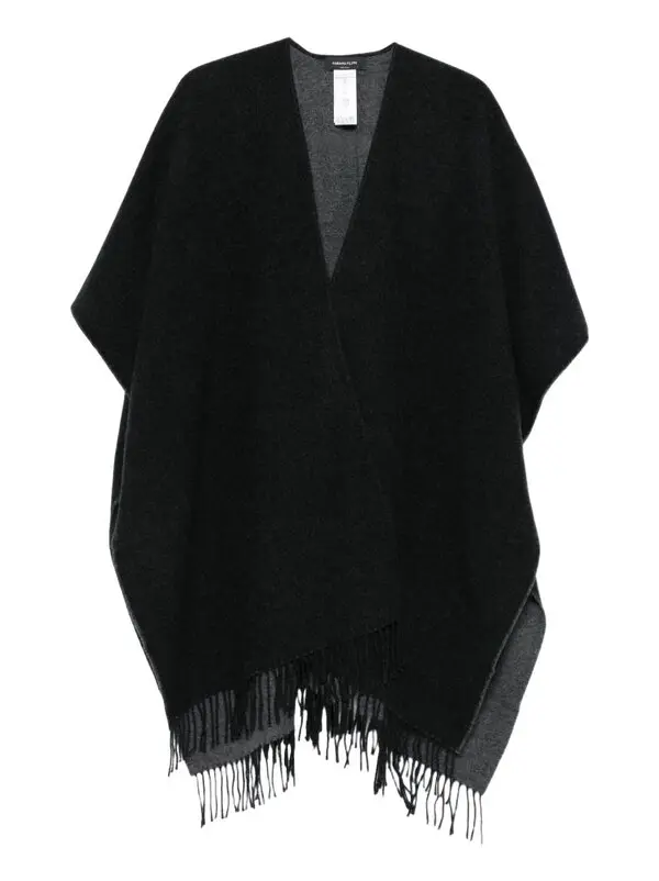 Fabiana Filippi V-neck Cape With Fringed Edges - Black