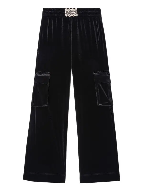 Off-White Velvet Cargo Track Pants - Black