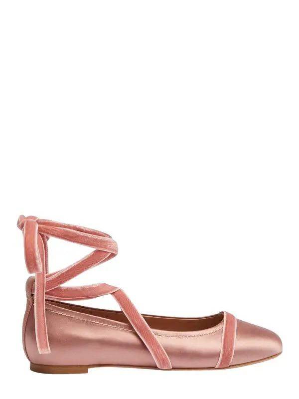 MALONE SOULIERS Spencer Ballerina Flats With Tie Fastening - Lavender