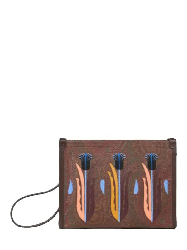 Etro X Agostino Iacurci Medium Arnica Pouch In Paisley Jacquard - Brown