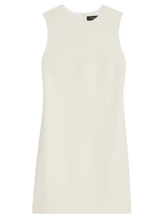 Theory Crewneck Sleeveless Shift Dress - Beige
