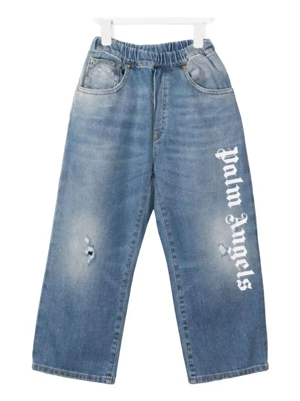 Palm Angels Logo Print Jeans - Blue