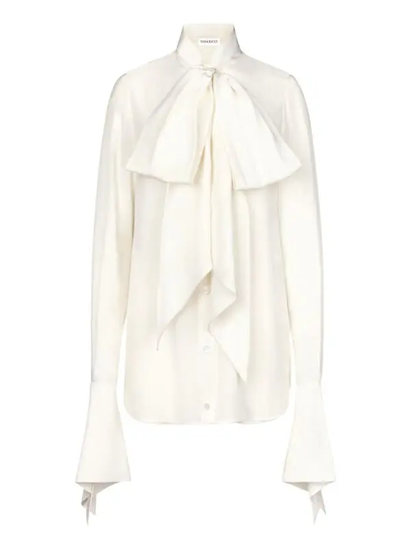 Nina Ricci Pussy-bow Collar Silk Shirt - White
