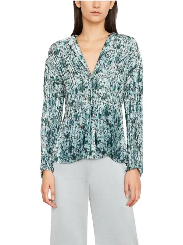 Vince Berry Blooms V-neck Pleated Shirt - Multicolor