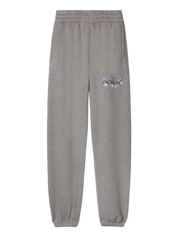 Off-White Logo Embellished Mid-rise Pants - Gray