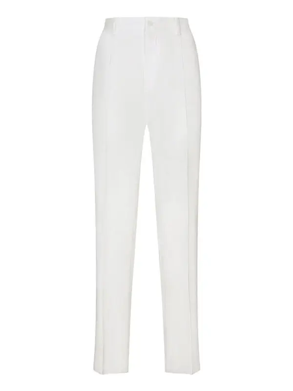 Dolce & Gabbana Tailored Trousers With Logo Patch - White