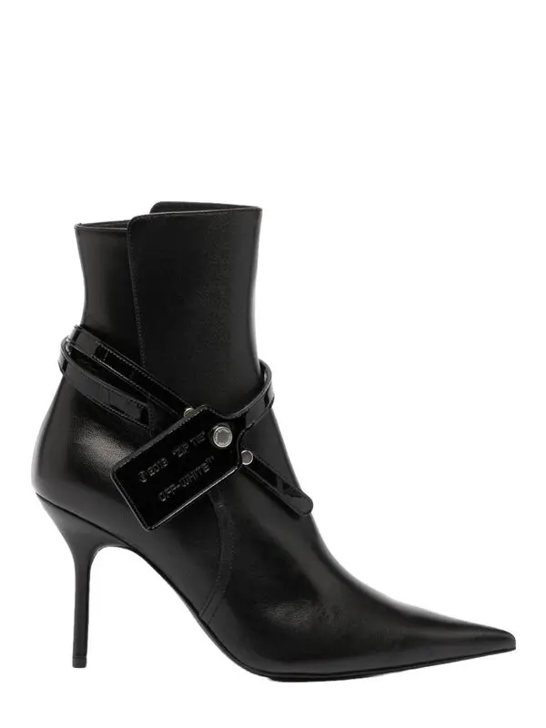 Off-White Zip Tie Stiletto Boots - Black