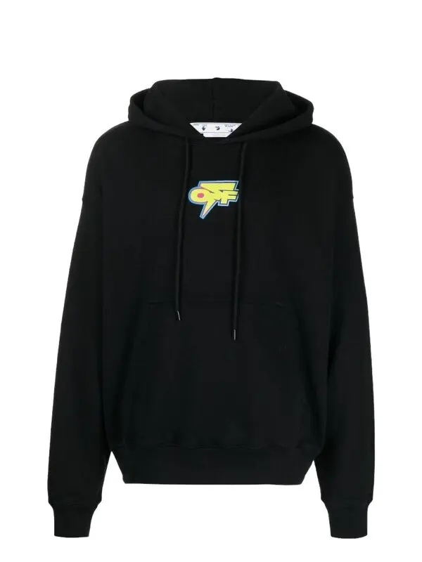 Off-White Thunder Print Skate Hoodie - Black