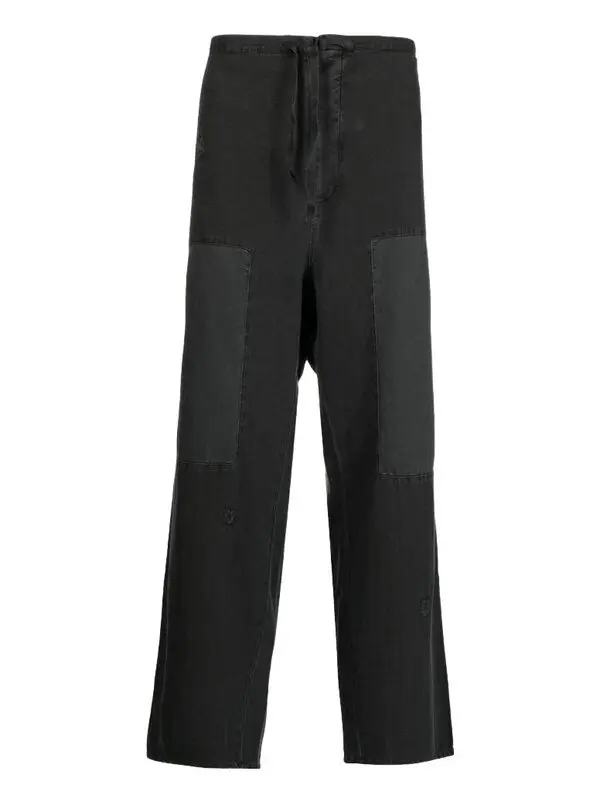 Palm Angels Drawstring Waist Trousers With Corset Detail - Black