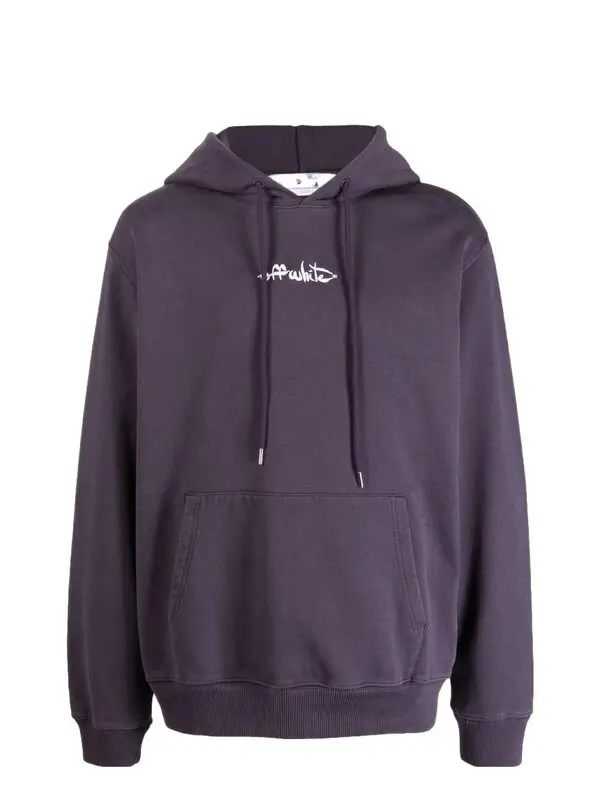Off-White Logo Drawstring Hoodie - Black
