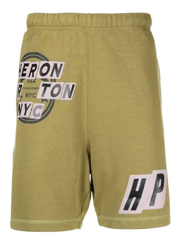 Heron Preston Elasticated Shorts With Logo Detail - Green