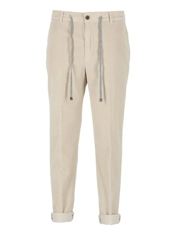 Peserico Drawstring Waist Corduroy Trousers - Nude