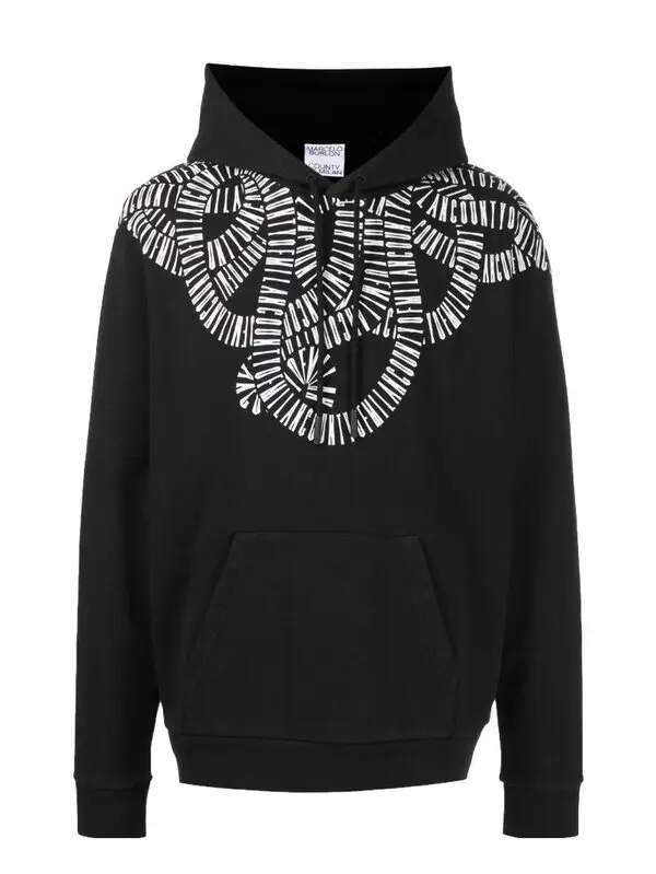 MARCELO BURLON COUNTY OF MILAN Snake Wings Print Hoodie - Black