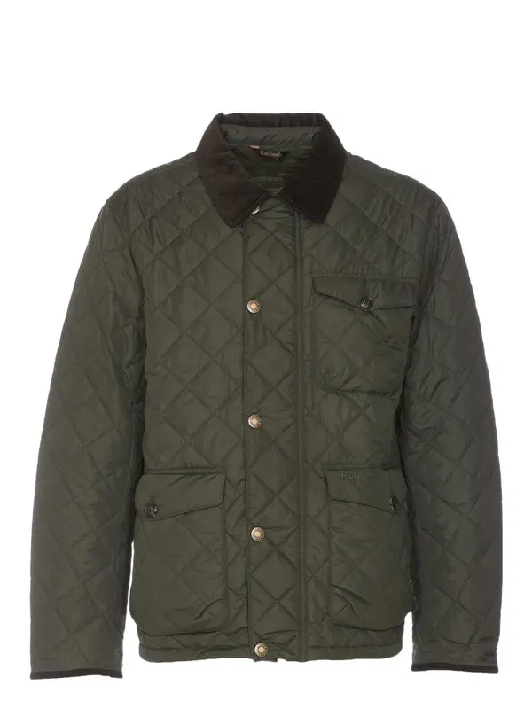 Barbour Quilted Jacket With Corduroy Collar - Green