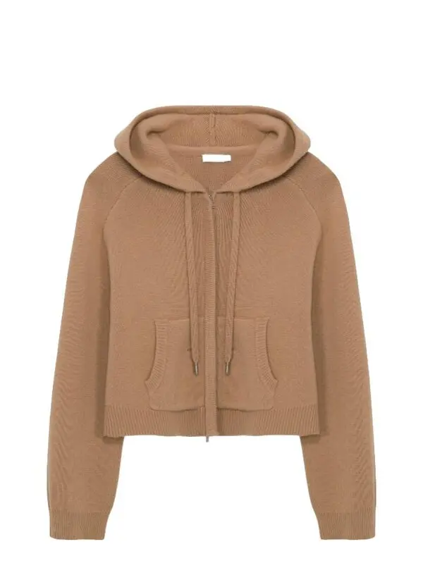 Simkhai Dakota Wool Cropped Hoodie - Camel