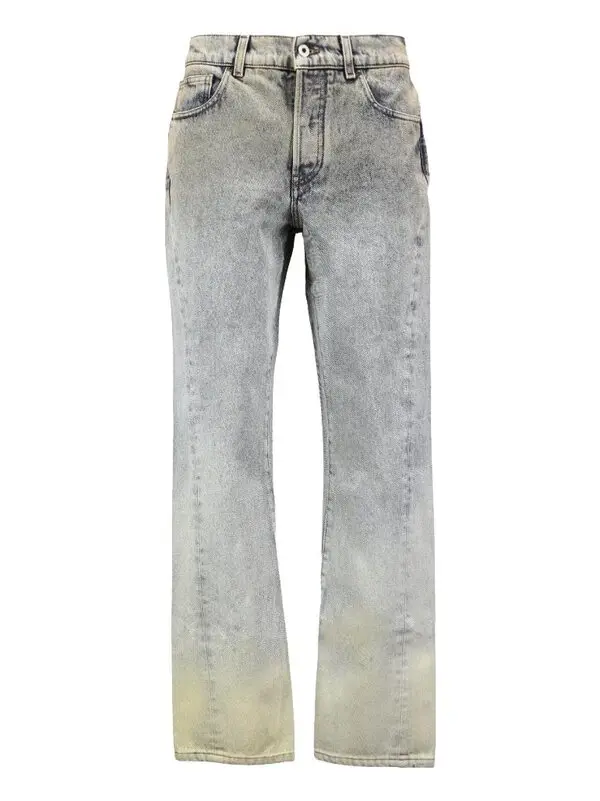 Off-White Washed Denim Straight-leg Jeans - Gray